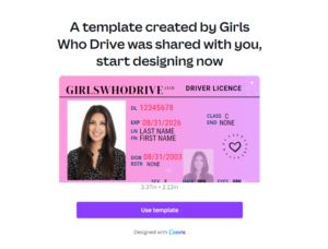 FREE Editable Driver's License Template - Girls Who Drive